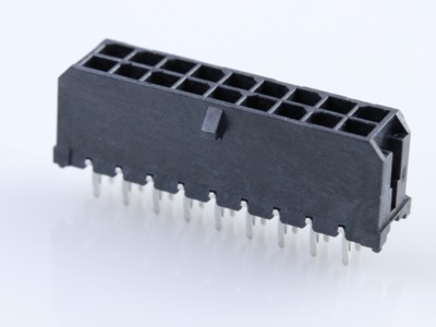 Micro-Fit BMI Receptacle Header, Dual Row, Vertical, with Press-fit Plastic Pegs, 0.76µm Gold (Au) Selective, 8 Circuits
