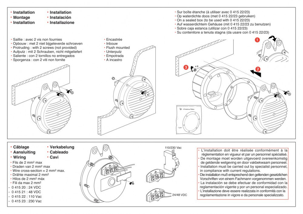 Legrand industrial horn technical document, page 2