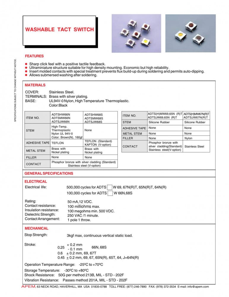 APEM ADTS technical document page 1