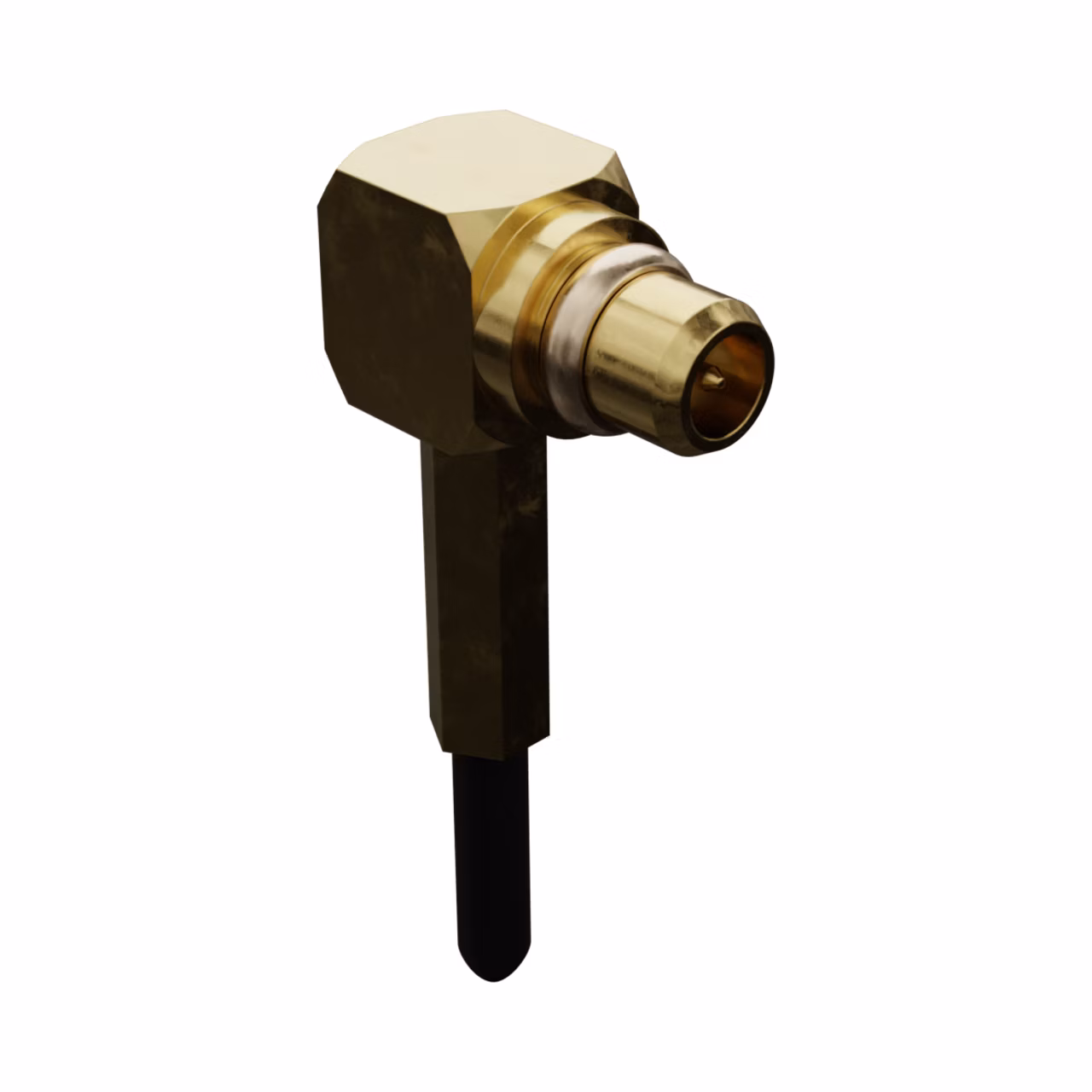 MMCX Plug, Right-Angle, Crimp, 1.37mm Cable, Brass Body, Gold (Au) Plated, Bag, 50 Ohms for sale