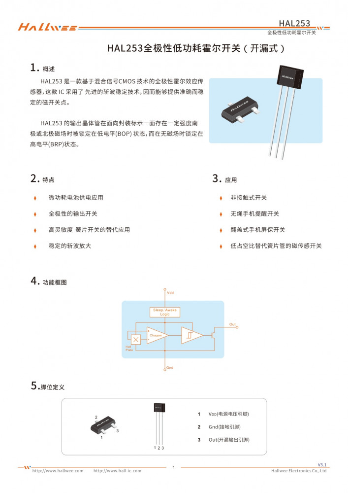 HAL253UA datasheet page 1