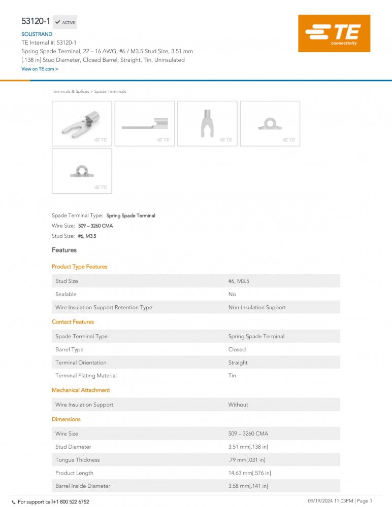 TE Connectivity 53120-1 technical document page 1