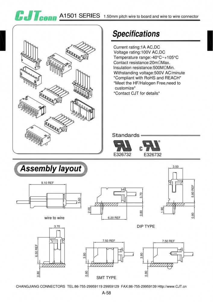 CJT A1501 series datasheet page 1