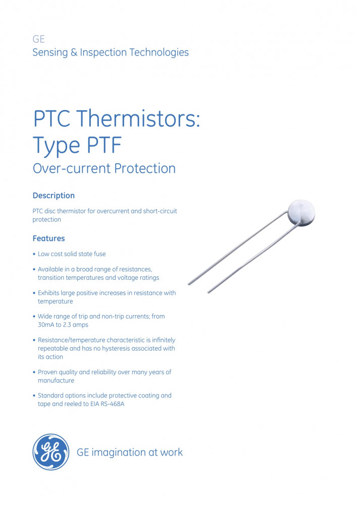 Amphenol PTF thermistor datasheet page 1