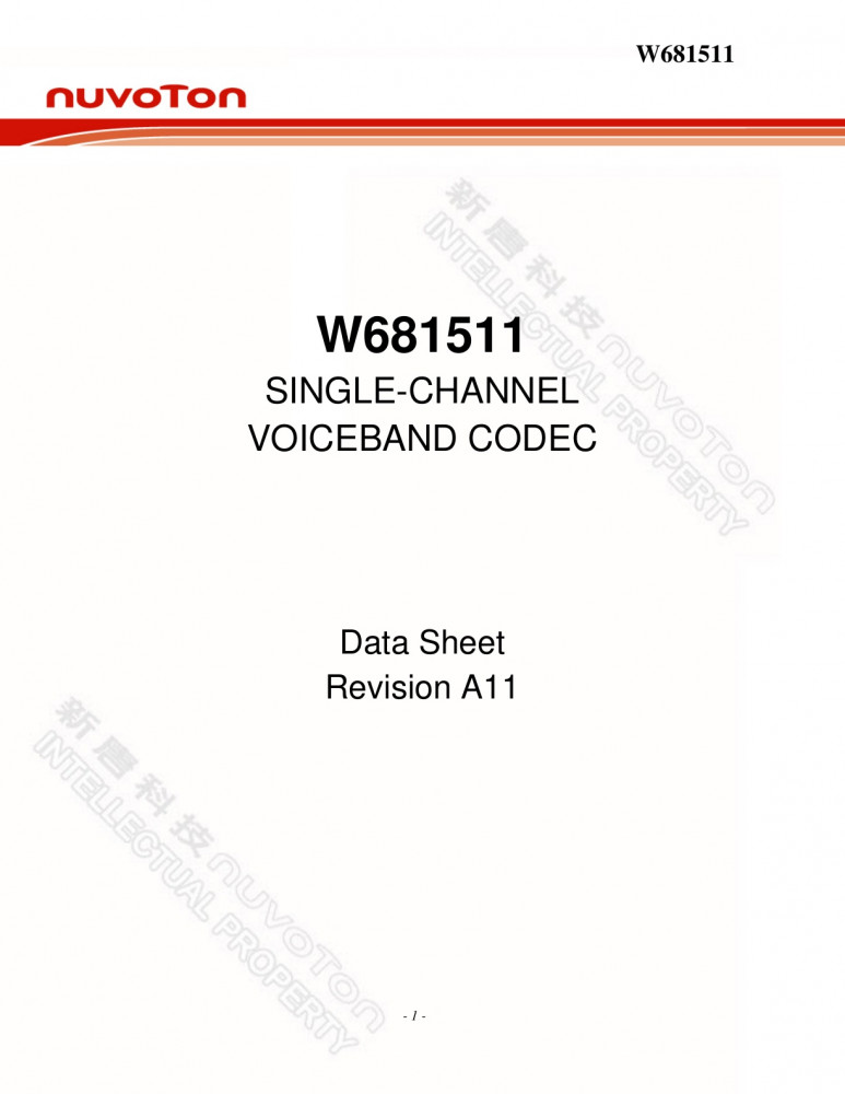 W681511 datasheet page 1