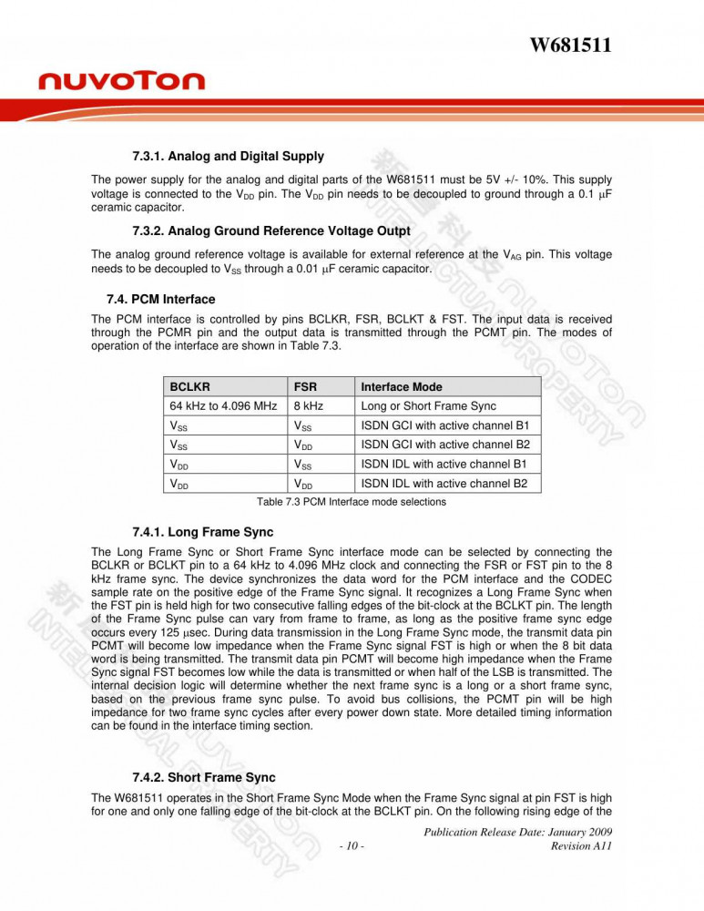 W681511 datasheet page 10