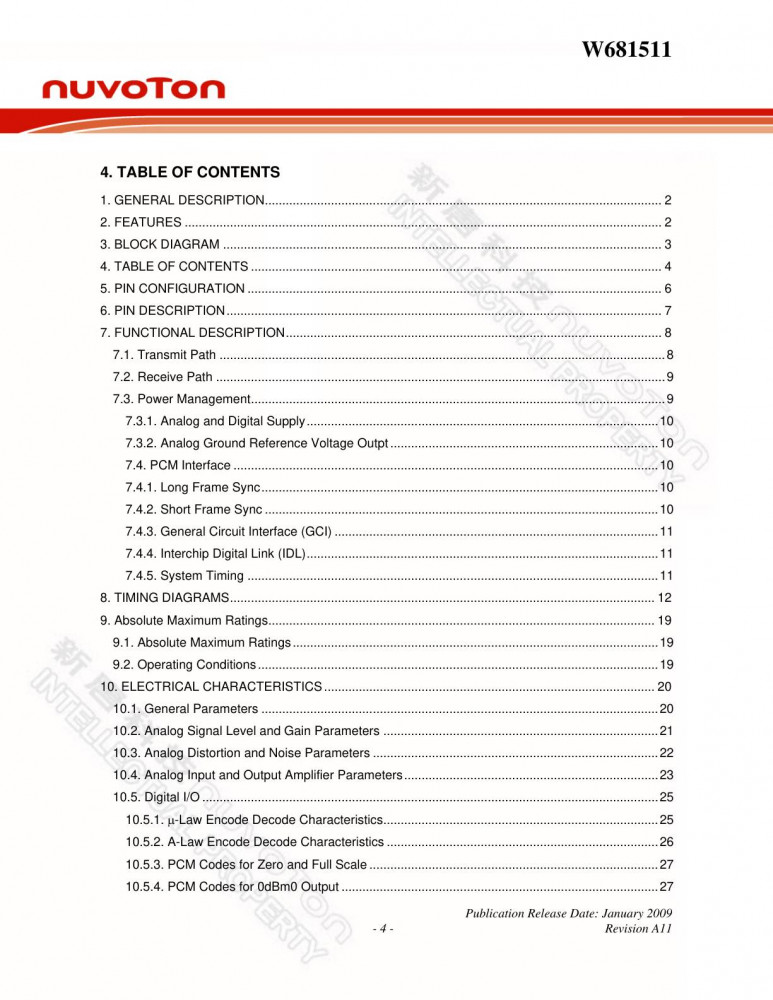 W681511 datasheet page 4