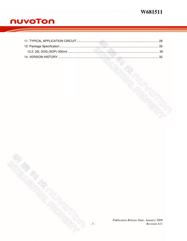 W681511 datasheet page 5