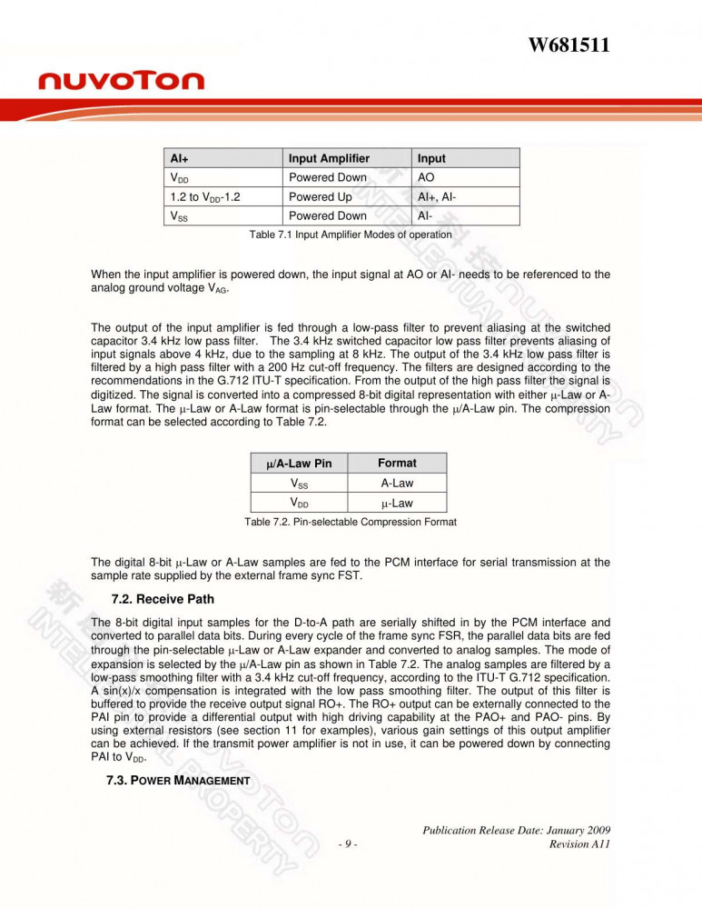 W681511 datasheet page 9