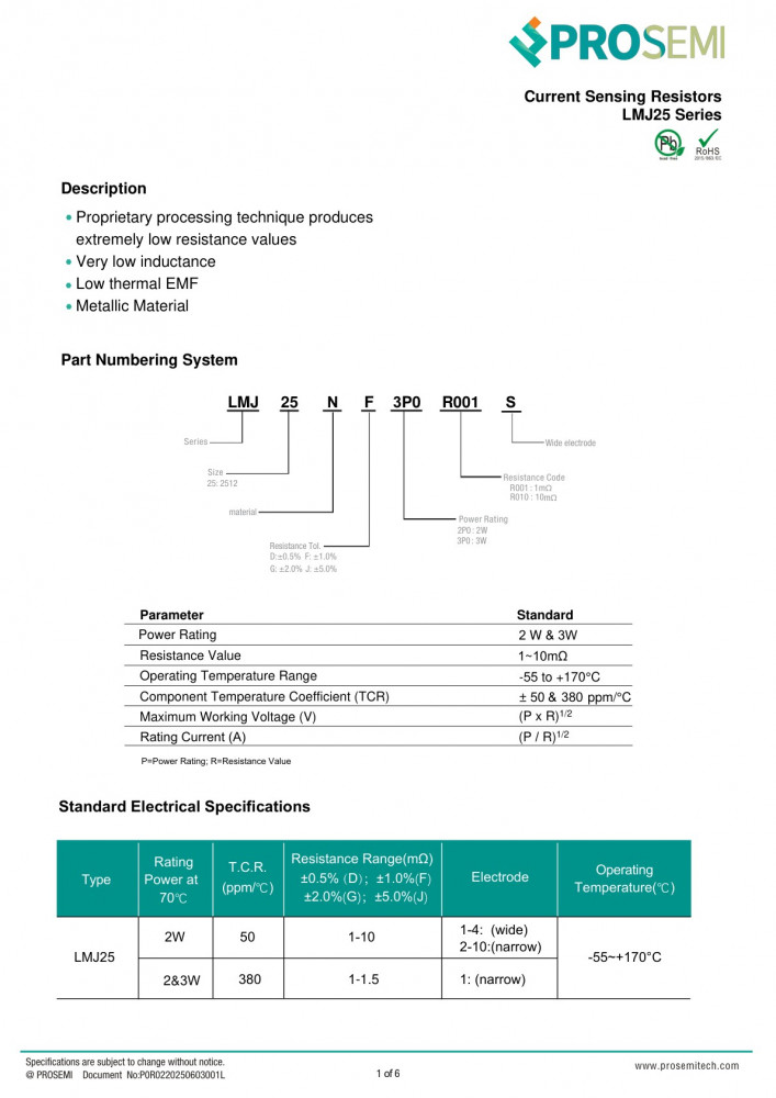 LMJ25 datasheet page 1