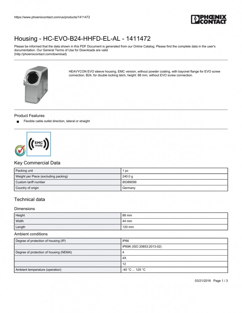 Phoenix Contact 1411472 product drawing page 1