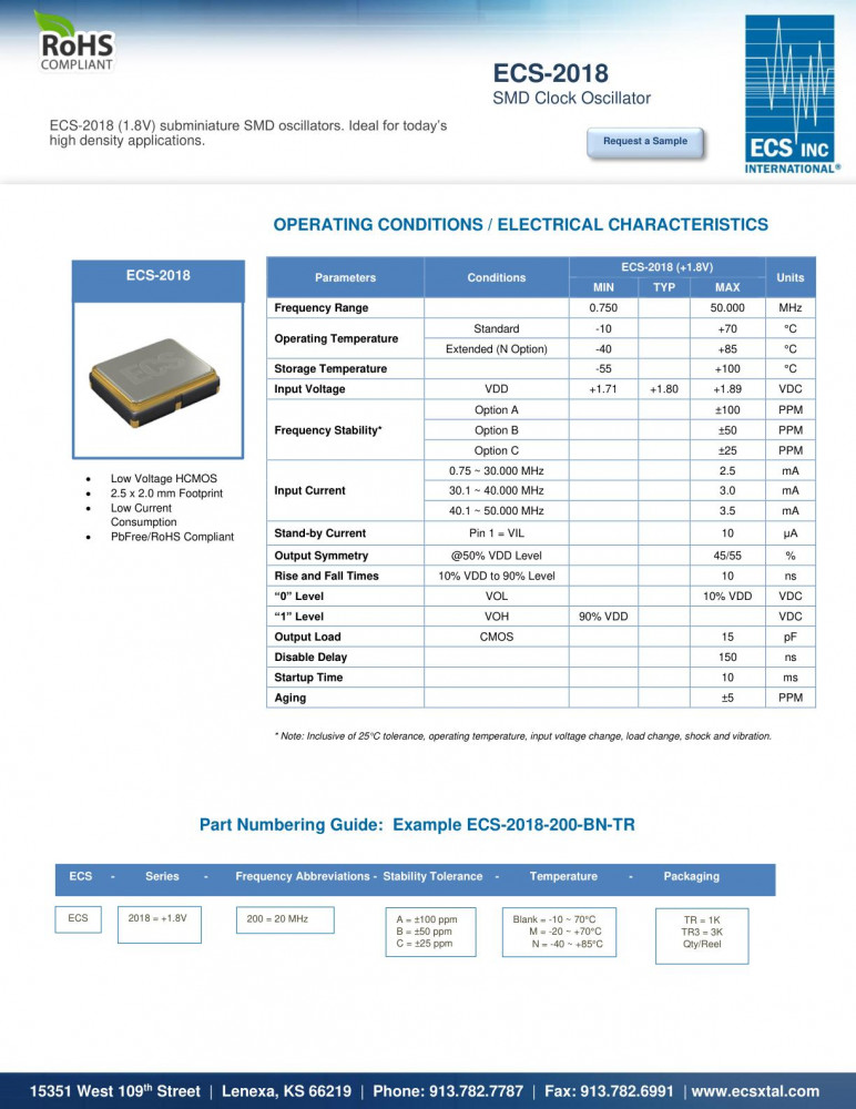 ECS-2018 datasheet page 1