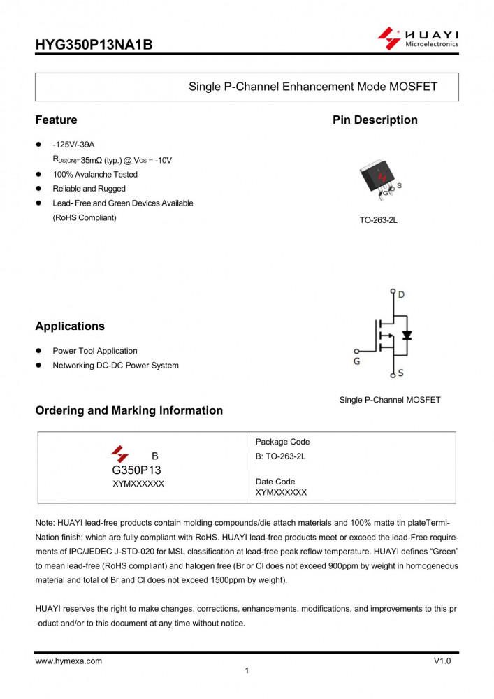 HYG350P13NA1B datasheet page 1