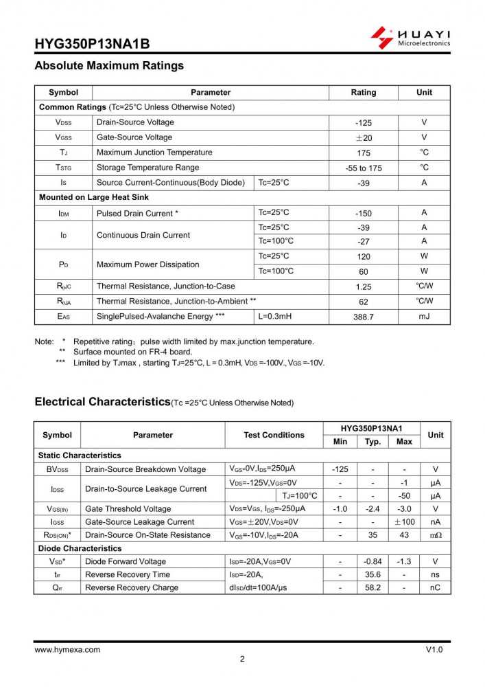 HYG350P13NA1B datasheet page 2