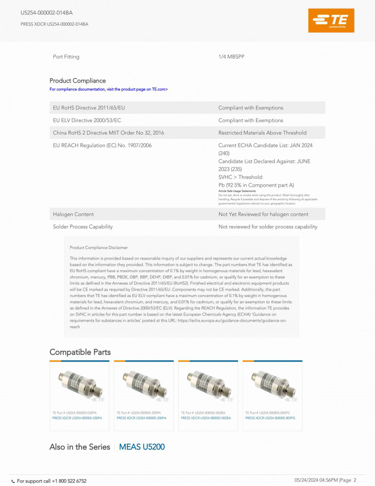 U5254-000002-014BA technical document page 2