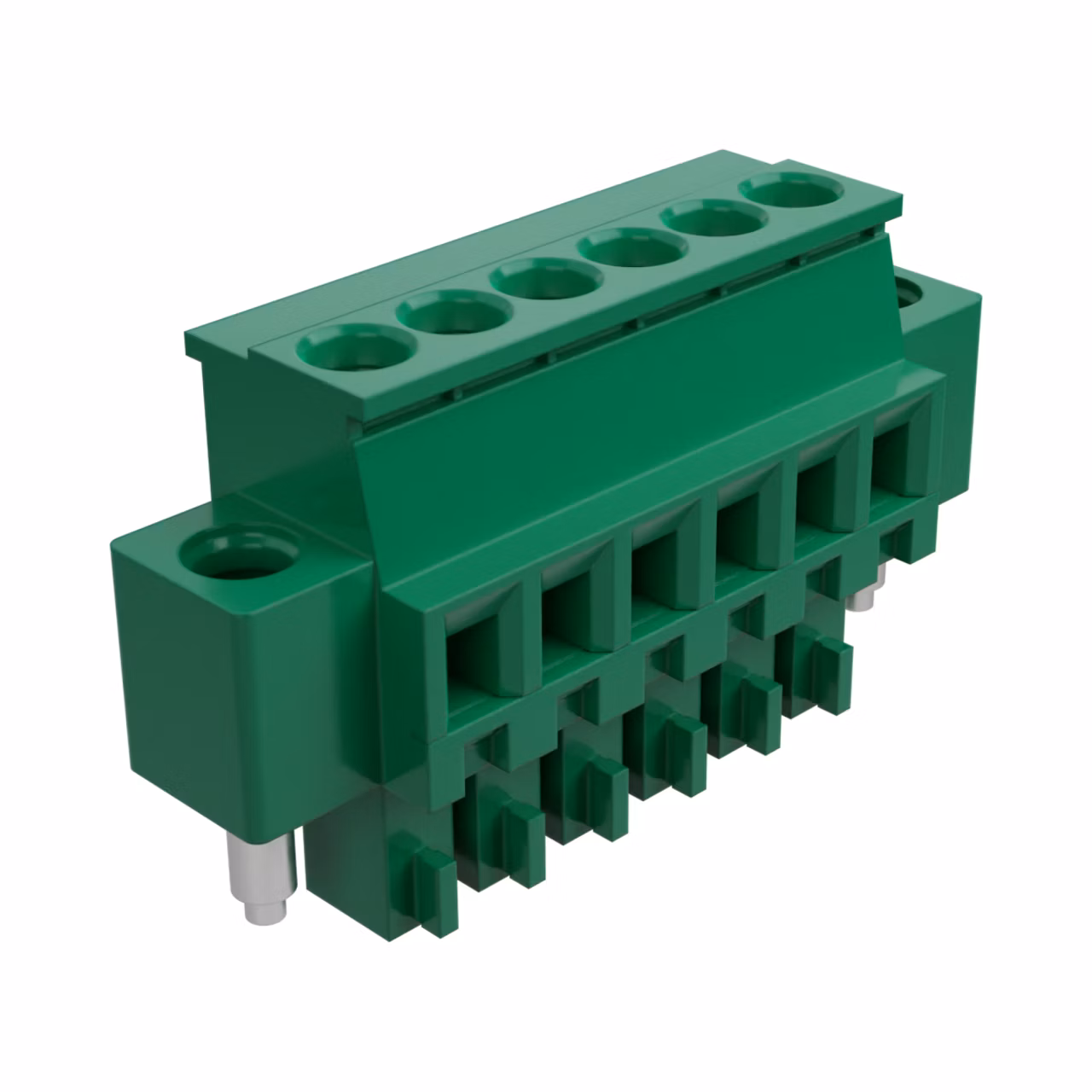 3.81mm Pitch Eurostyle Vertical Plug, with Retention Screws, Front Wire Entry, Green Housing, 6 Circuits for sale