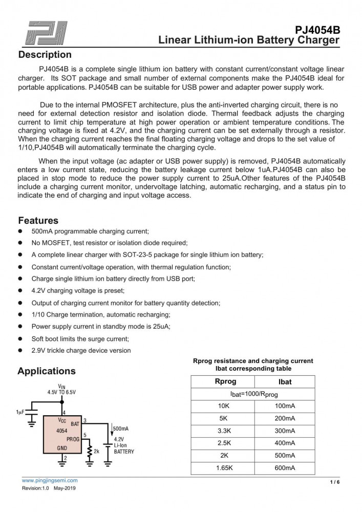 PJ4054B datasheet page 1
