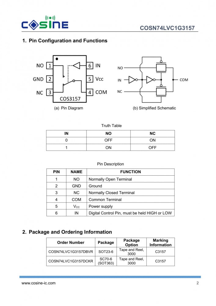 COSN74LVC1G3157 datasheet page 2