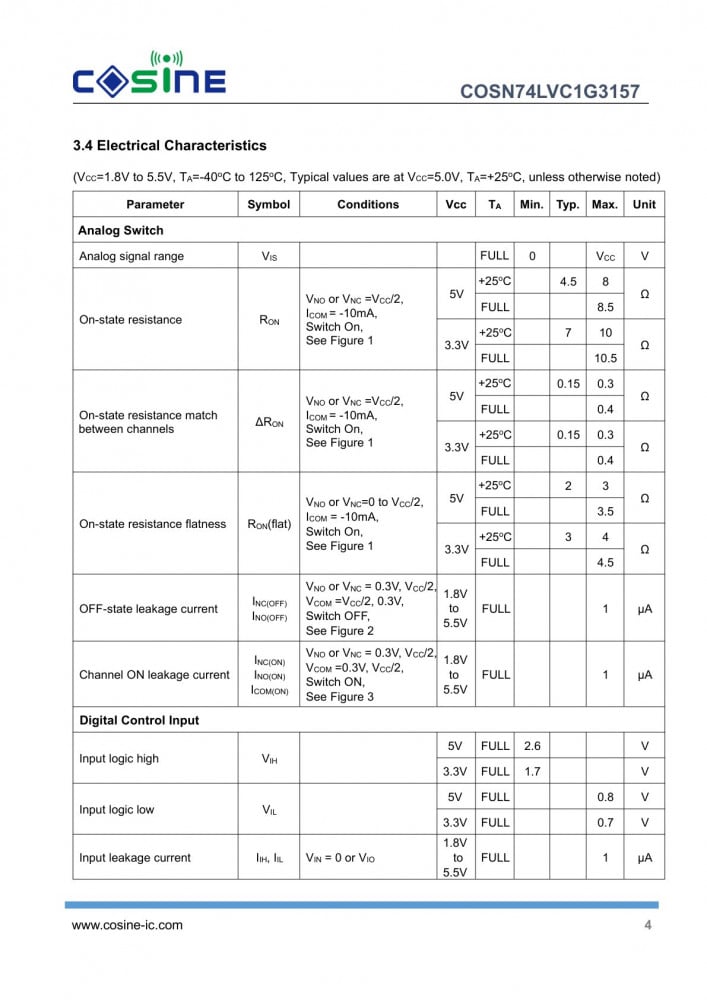 COSN74LVC1G3157 datasheet page 4