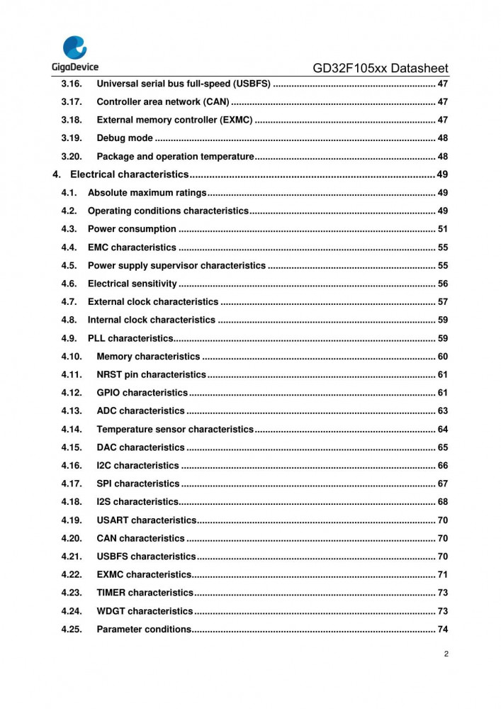 GD32F105xx datasheet page 3