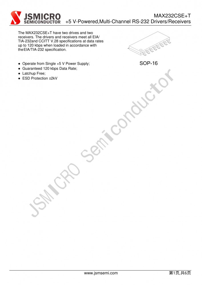 MAX232CSE+T-JSM datasheet page 1