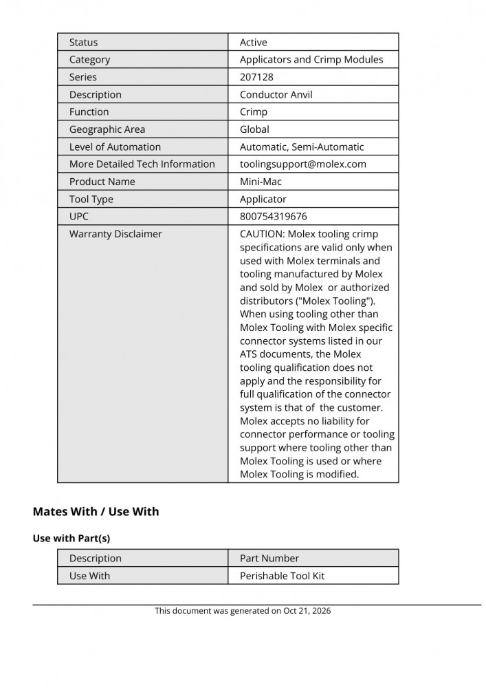 Technical document page 2 for MOLEX 690393519