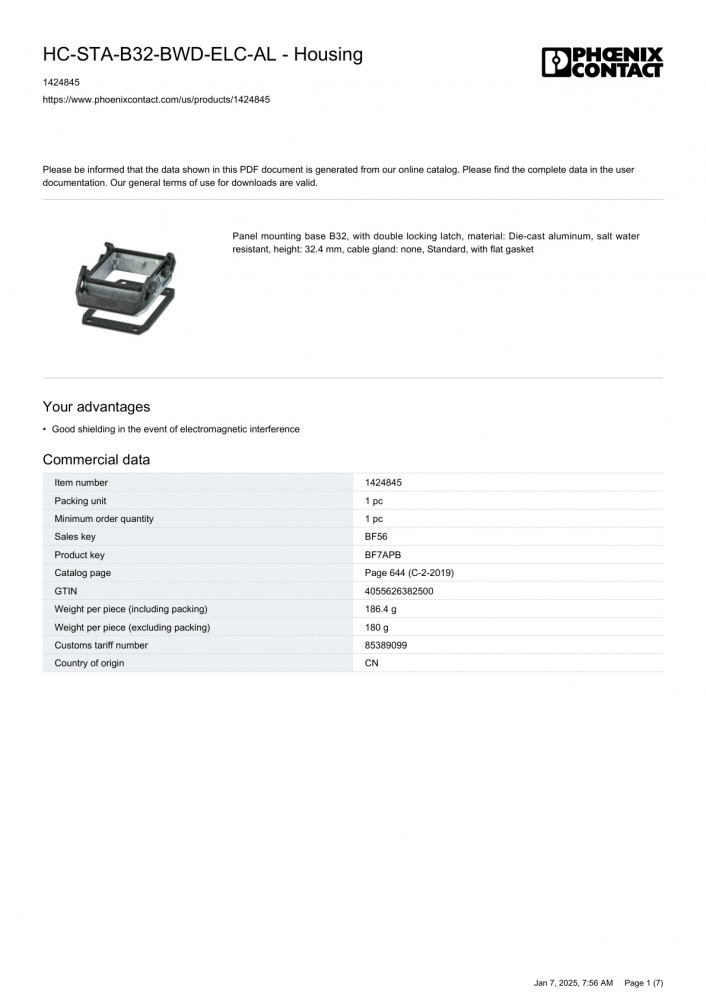 Phoenix Contact 1424845 technical document page 1