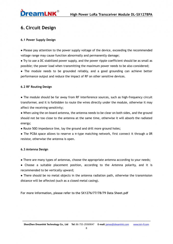 DL-SX1278PA datasheet page 8