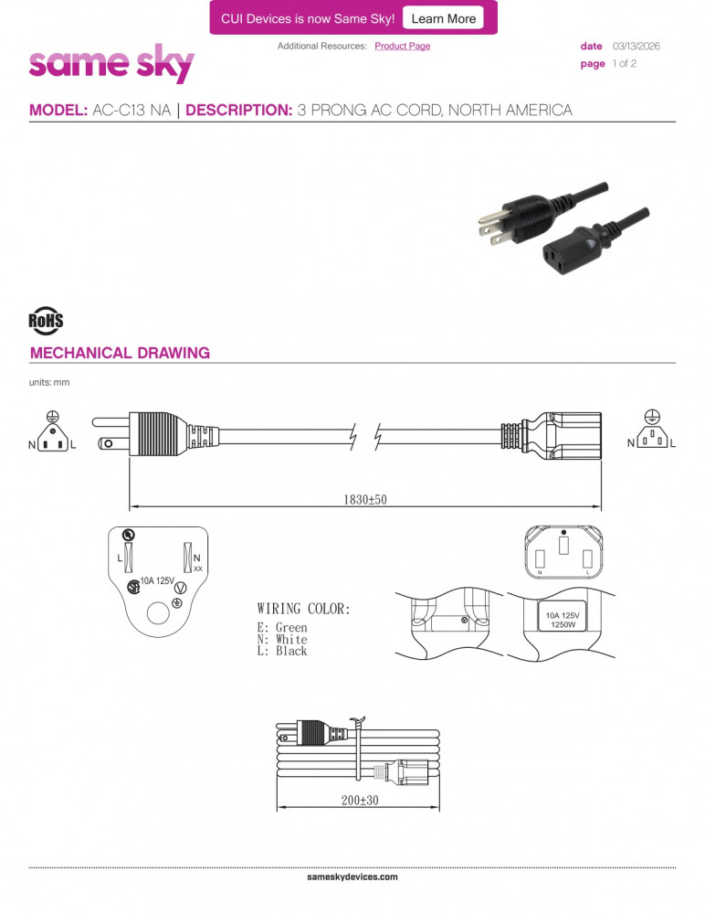 AC-C13 NA product documentation page 1