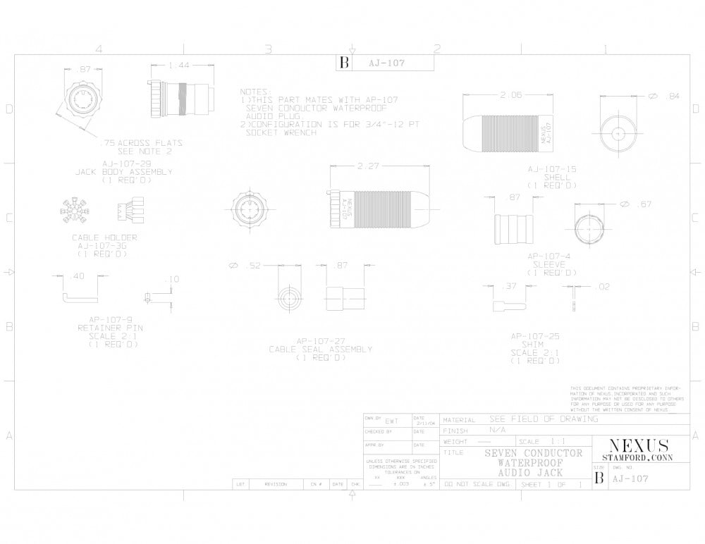 Amphenol AJS-107 technical document page