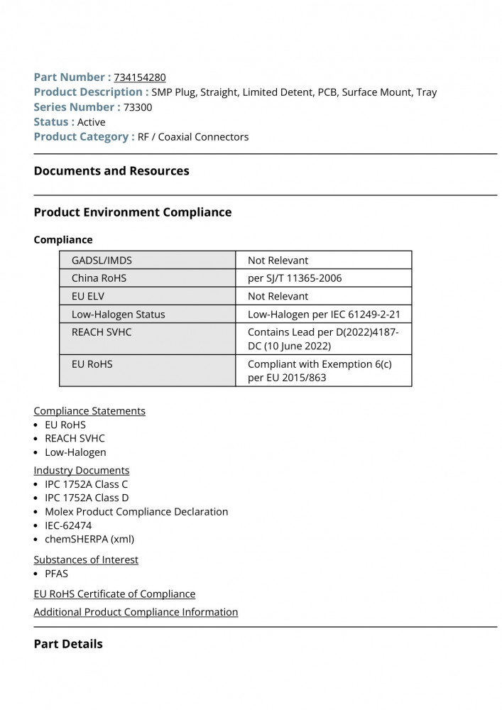 MOLEX 734154280 document page 1
