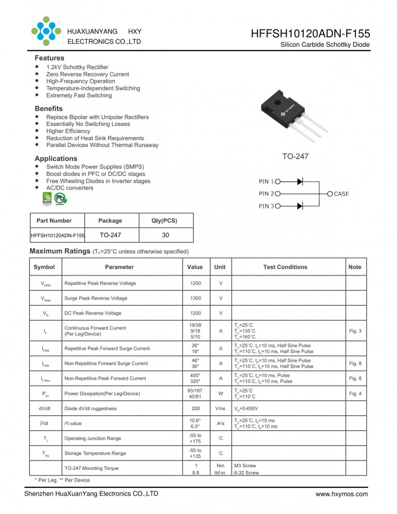 HFFSH10120ADNF155 datasheet page 1