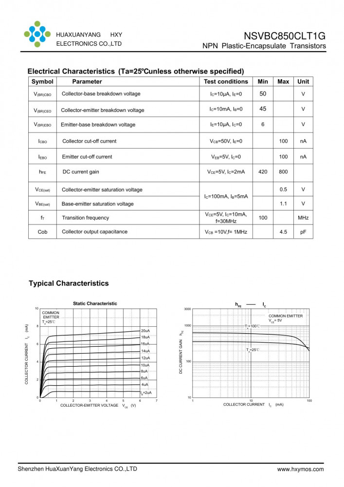 NSVBC850CLT1G-HXY datasheet page 2