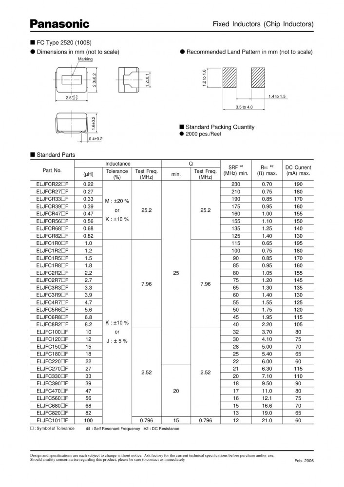 PANASONIC ELJ-FC101JF technical document page 2