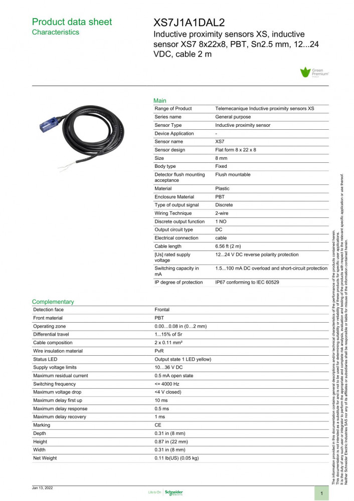 XS7J1A1DAL2 technical document page 1
