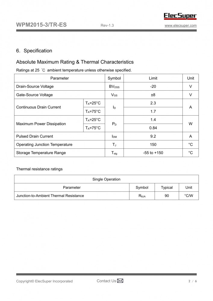 WPM2015-3/TR-ES datasheet page 2