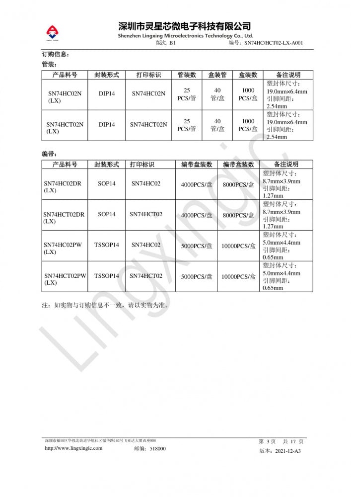 SN74HC02DR(LX) datasheet page 3