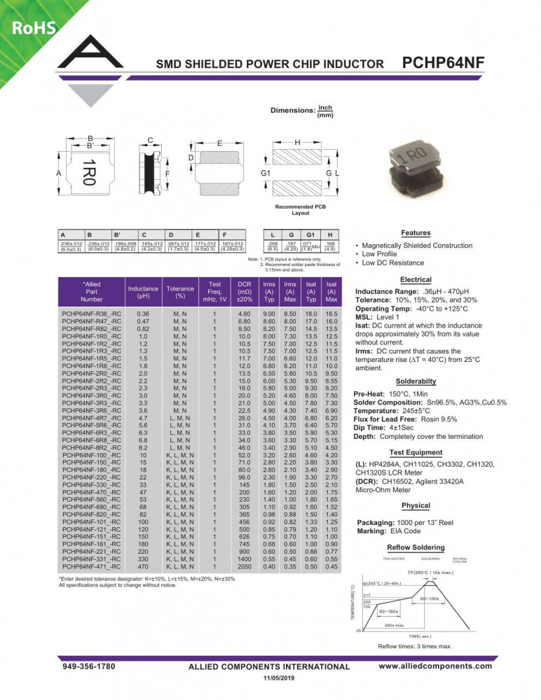 PCHP64NF technical document page 1