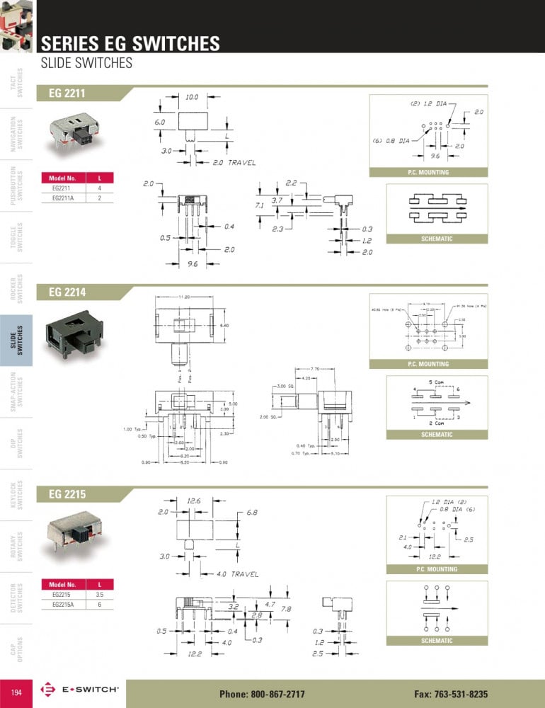 E-Switch EG series document page 9
