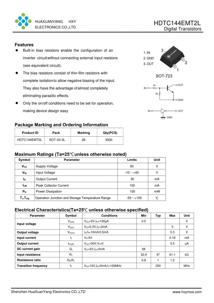 HDTC144EMT2L datasheet page 1