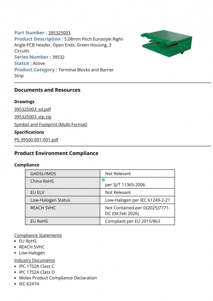 MOLEX 395325003 technical document image 1
