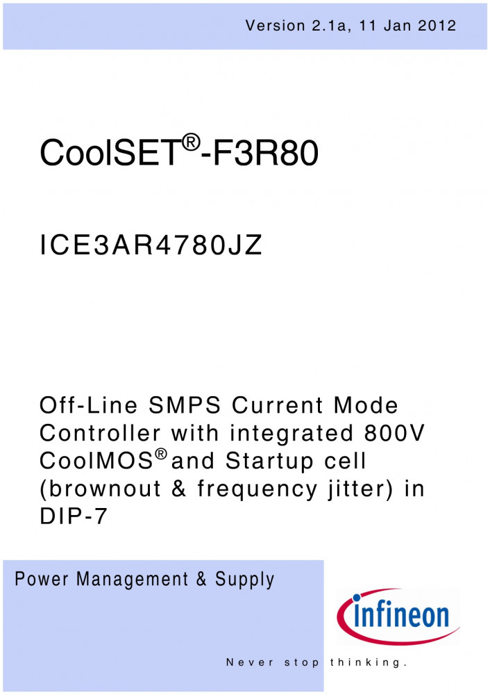 ICE3AR4780JZ datasheet page 1