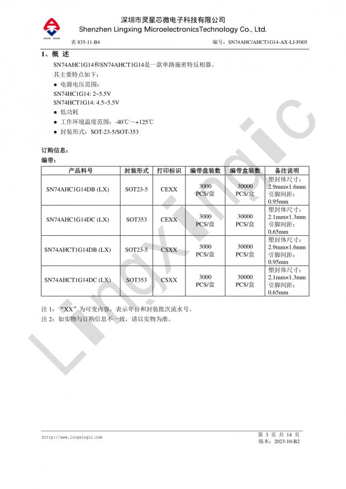 SN74AHC1G14DB(LX) datasheet page 3