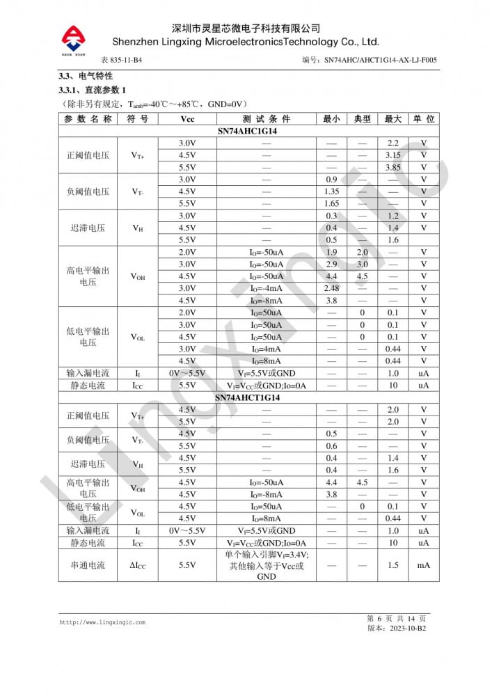 SN74AHC1G14DB(LX) datasheet page 6