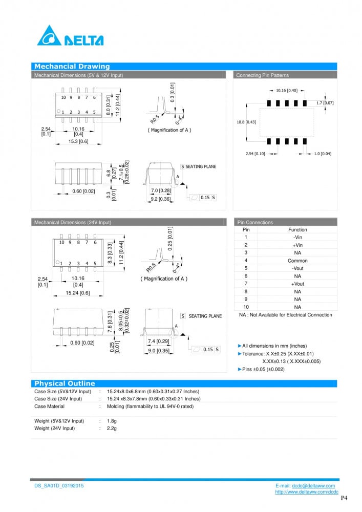 DELTA SA01D series datasheet page 4