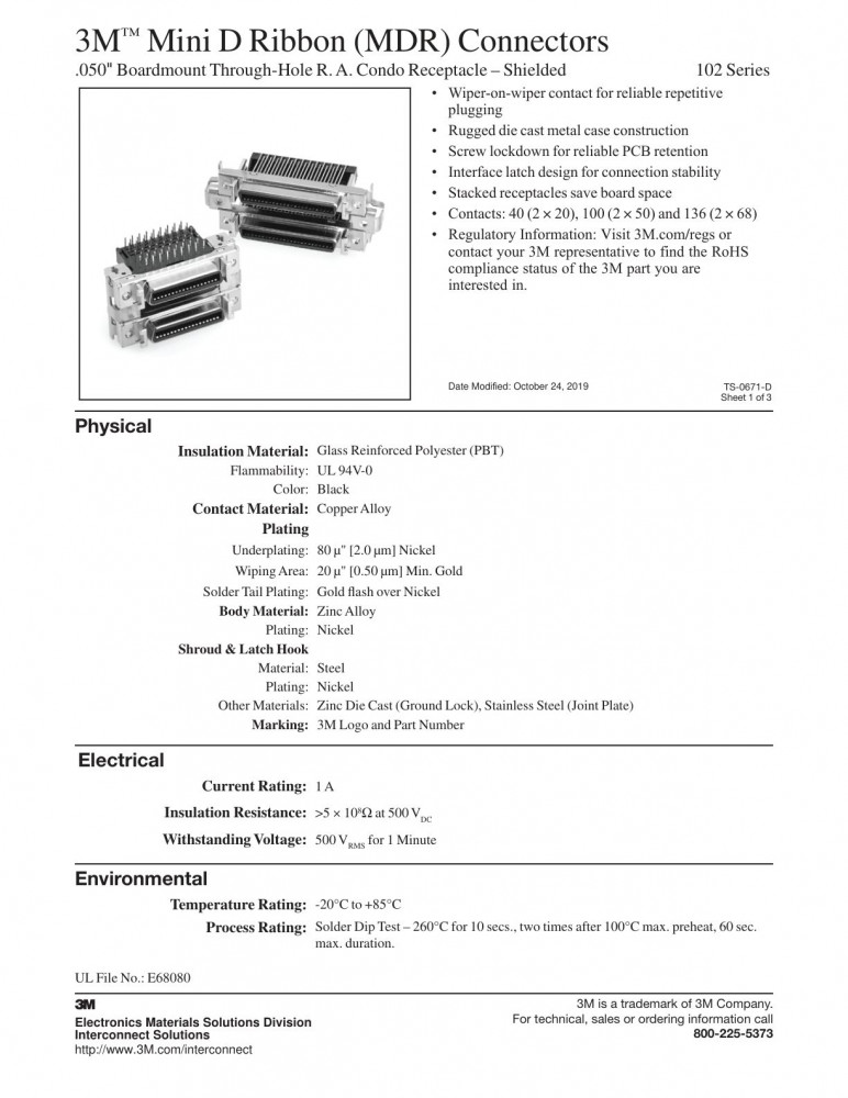 3M 10250-M218PE technical sheet page 1