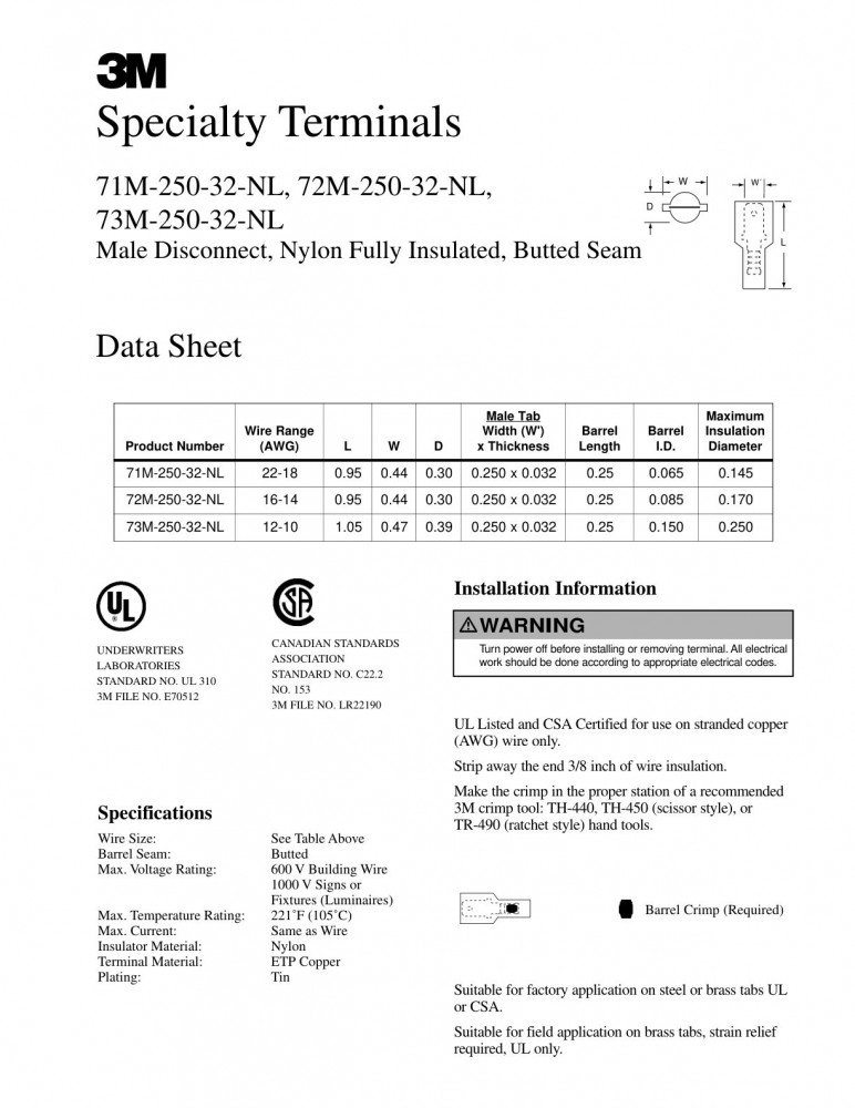 3M 94836 terminal technical drawing page 1