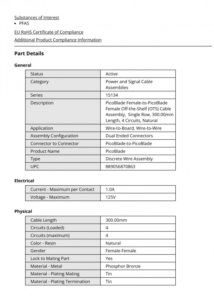 Technical document page 2 for MOLEX 151340403