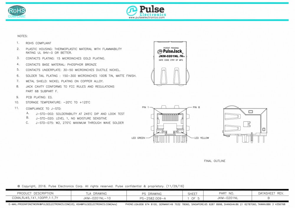JKM-0201NL datasheet page 1