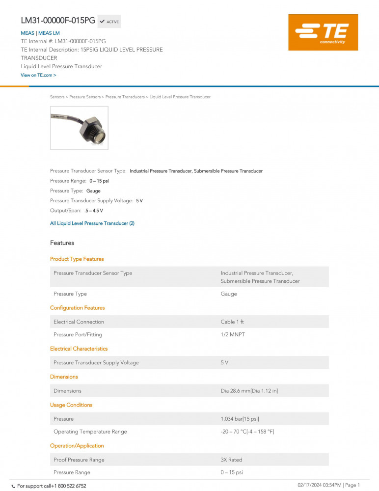 LM31-00000F-015PG technical document page 1